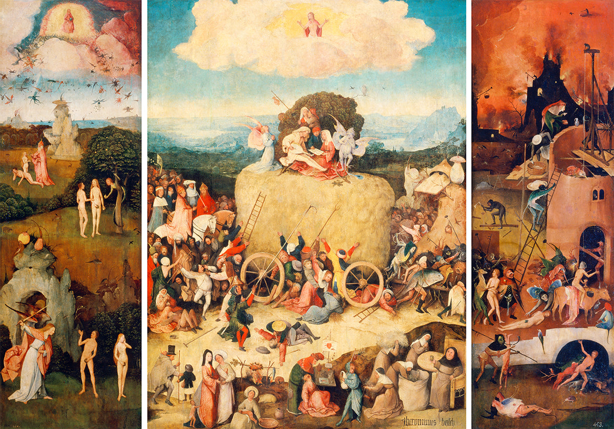 Triptychon Der Heuwagen von Hieronymus Bosch | Wandbilder von PGM Art worlD