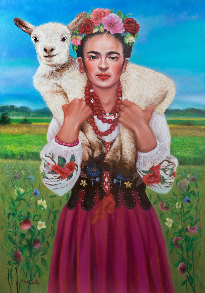 Frida mit Lamm Mirka Machel | Wandbilder von PGM Art worlD