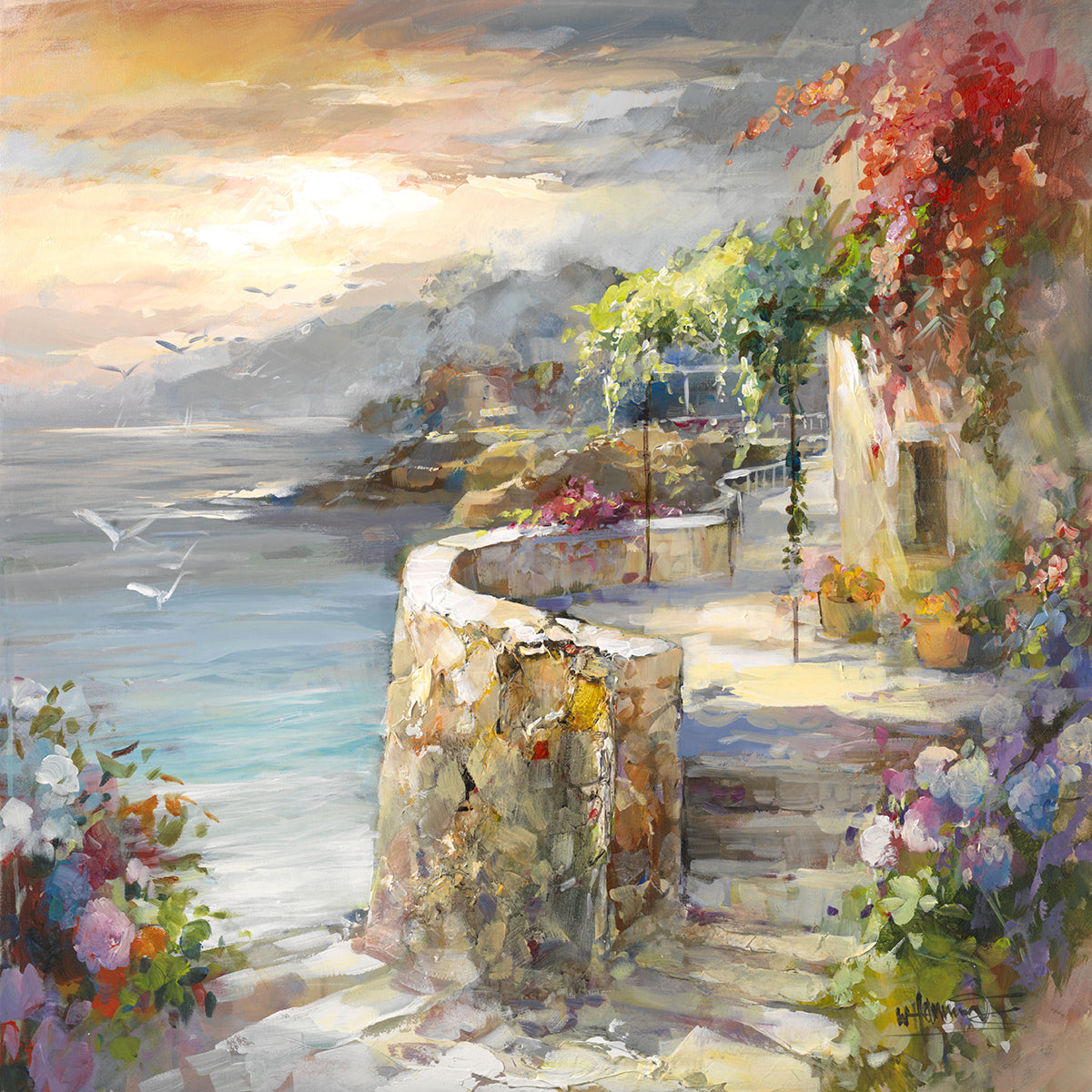 Seagulls and sunset Willem Haenraets | Wandbilder von PGM Art worlD