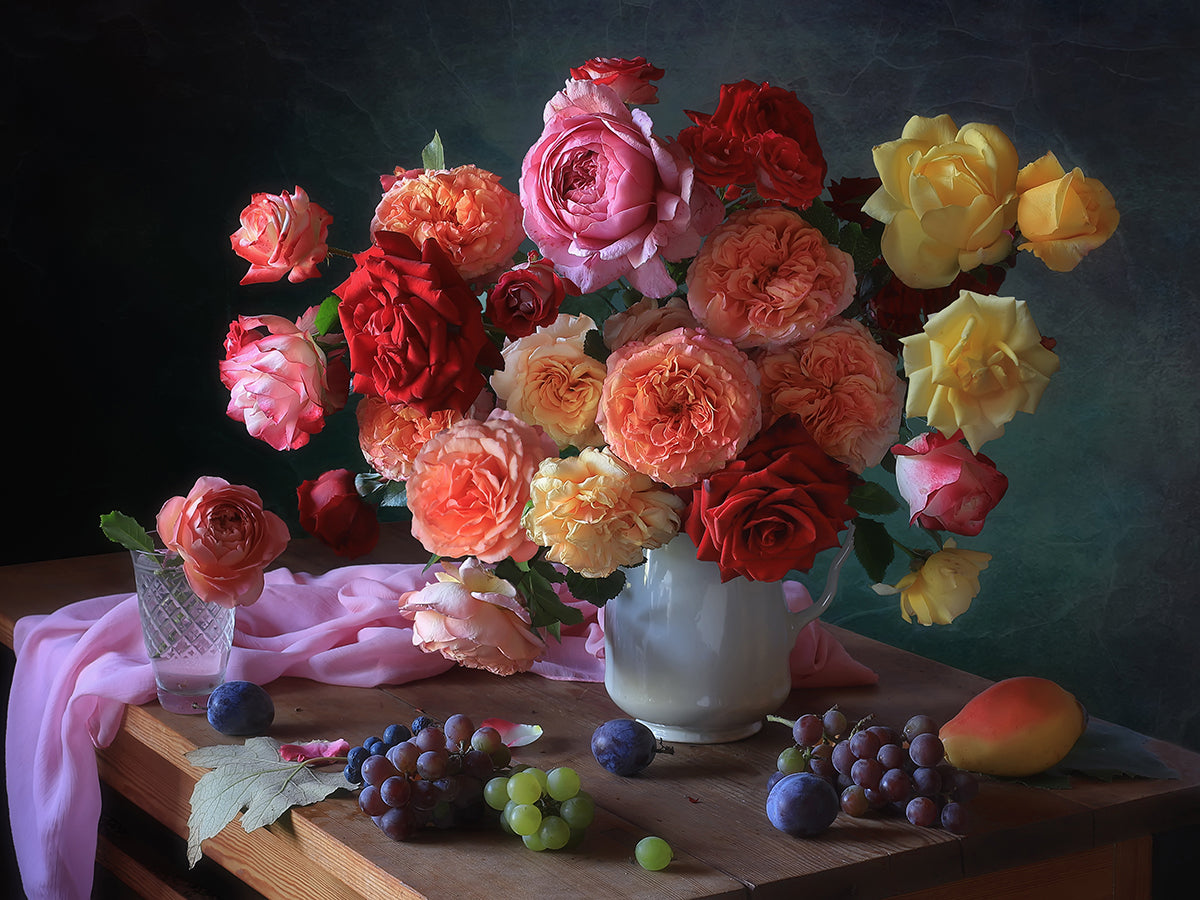 With a bouquet of roses and fruits Tatyana Skorokhod | Wandbilder von ...